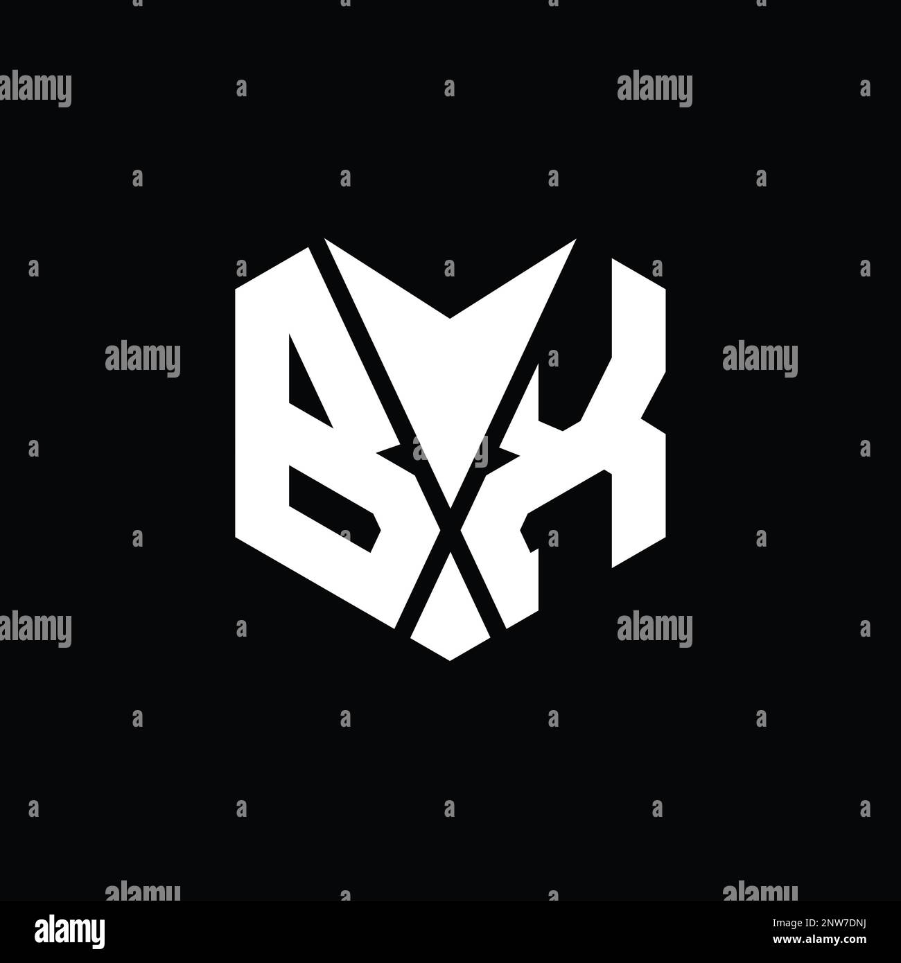 BX Logo monogram abstract hexagon shape vector images design template ...