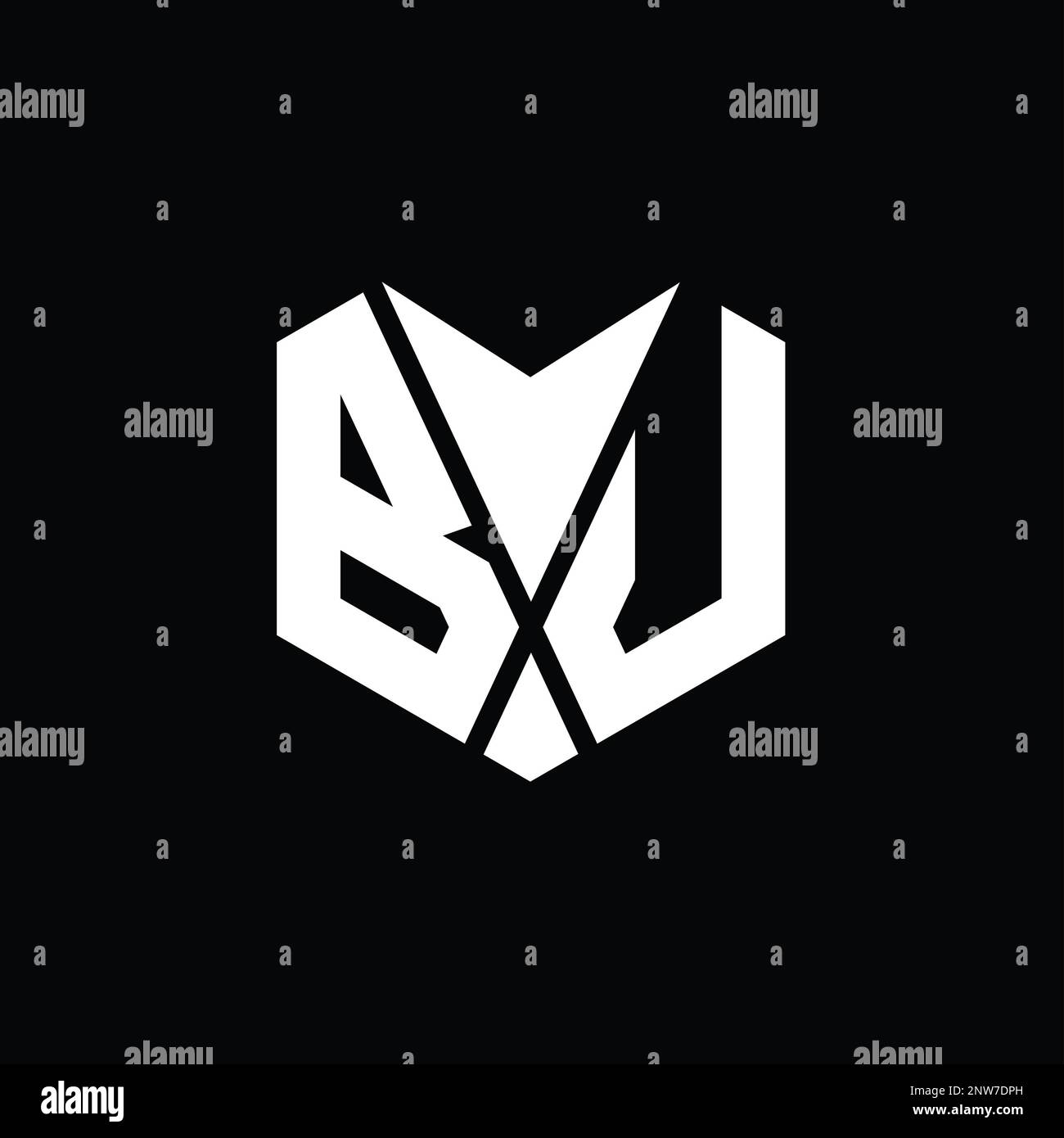 BU Logo monogram abstract hexagon shape vector images design template ...