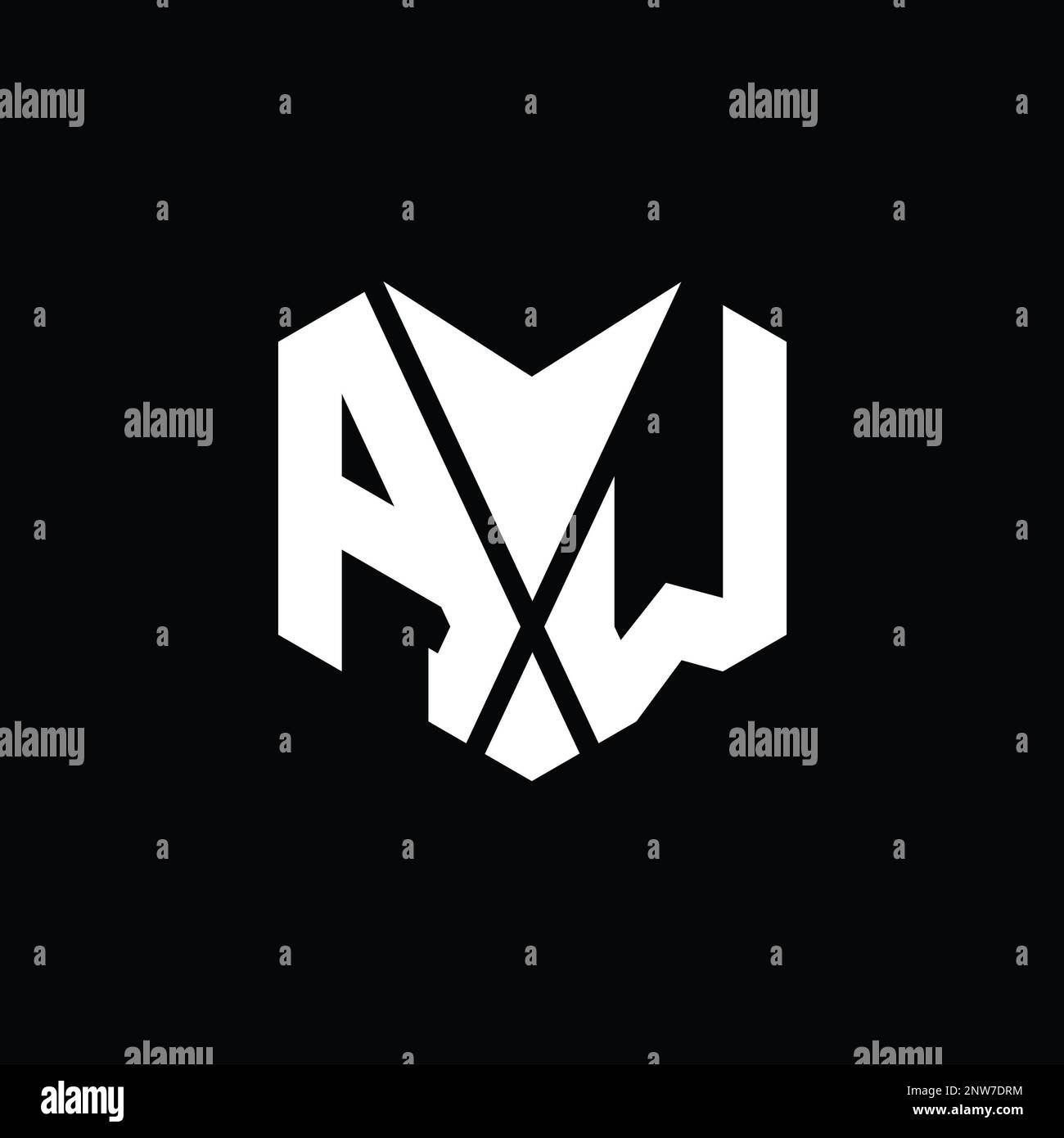 AW Logo monogram abstract hexagon shape vector images design template ...