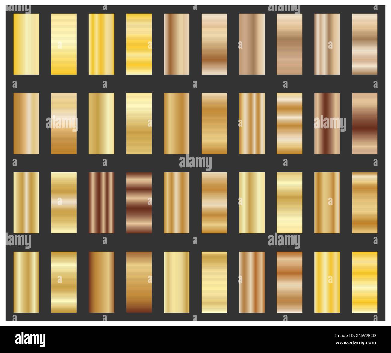 Golden gradient. A set of metal gradient samples for creative design ...