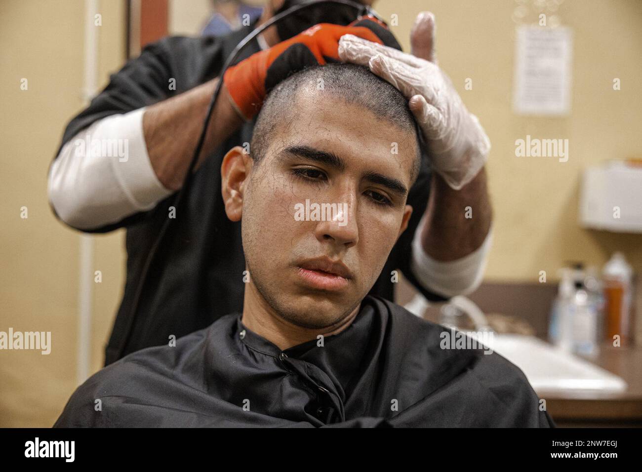 U.S. Marine Corps Recruit Bryan Escobedo, a recruit with Fox Company ...