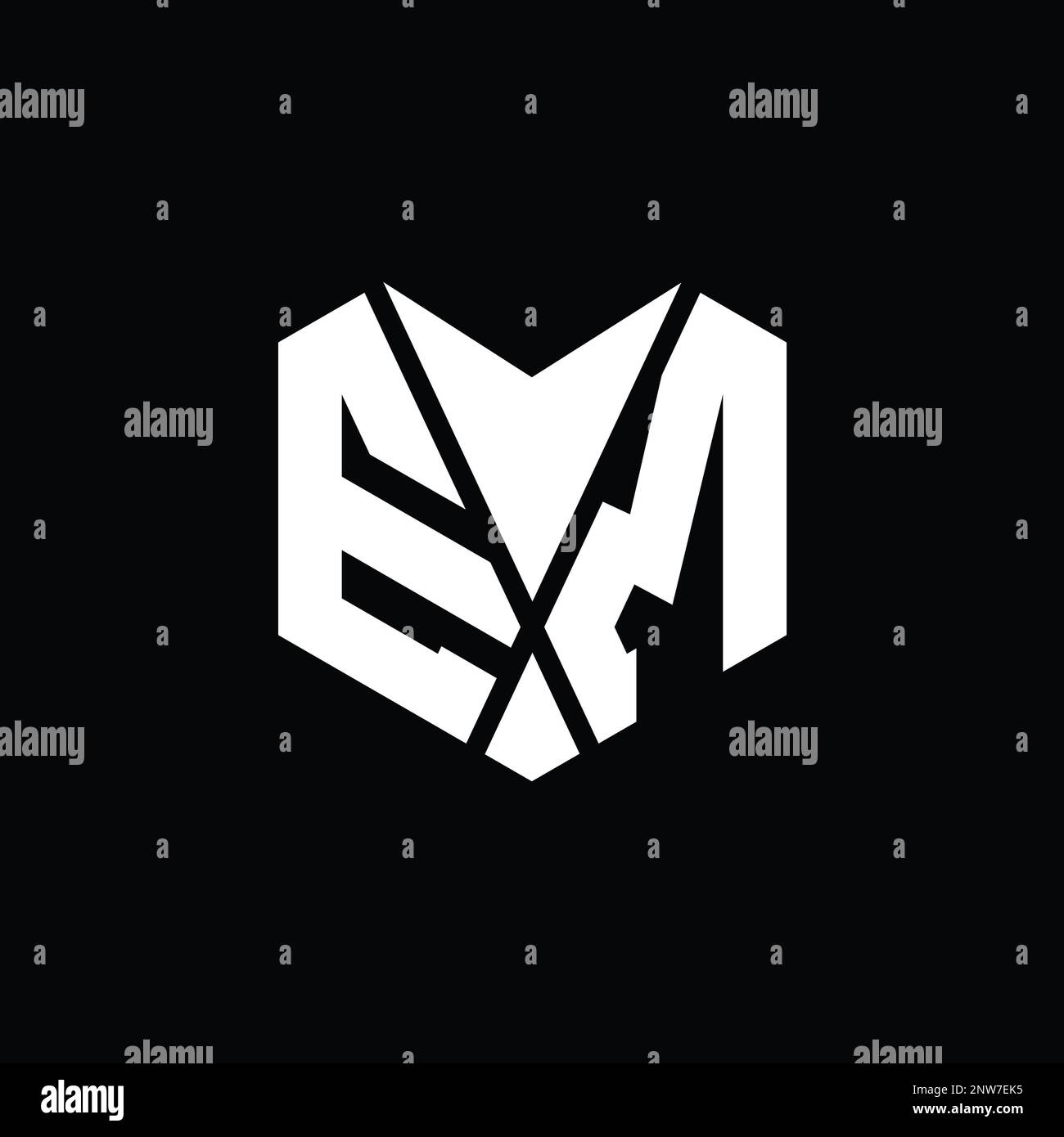 EM Logo monogram abstract hexagon shape vector images design template ...