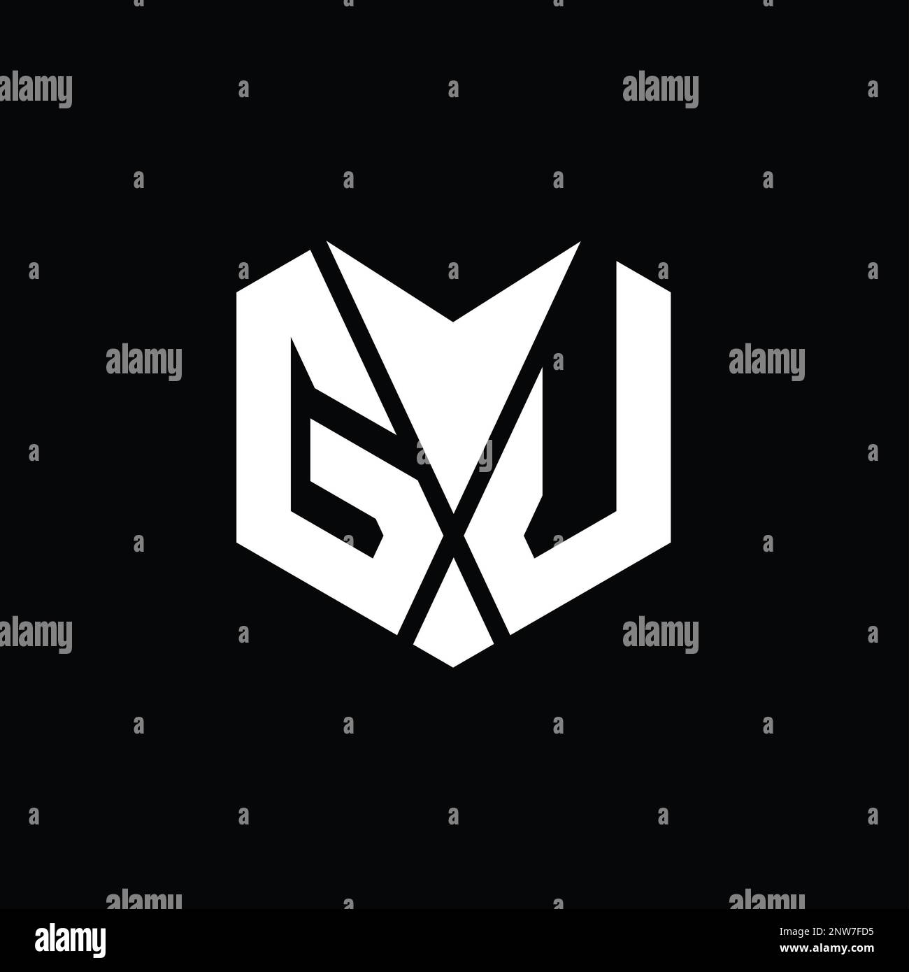 GU Logo monogram abstract hexagon shape vector images design template ...