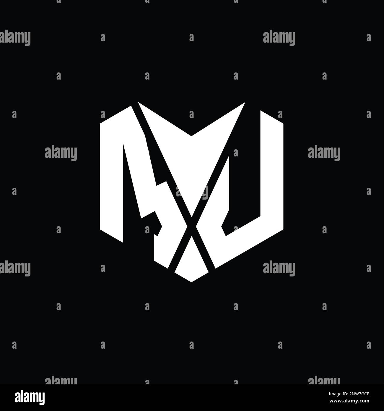 MU Logo monogram abstract hexagon shape vector images design template ...