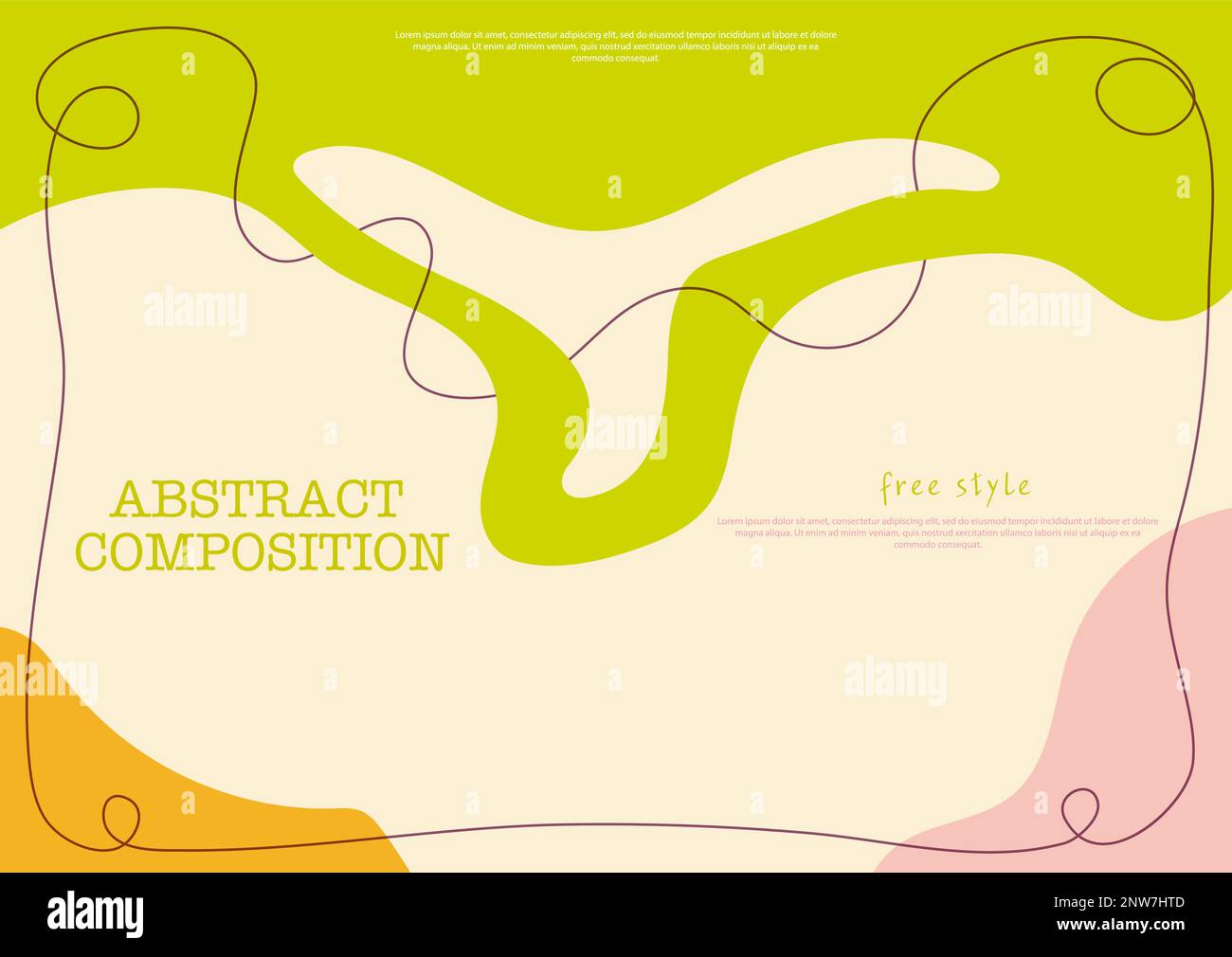 Abstract background with deformed shape and sinuous lines. Simple color ...