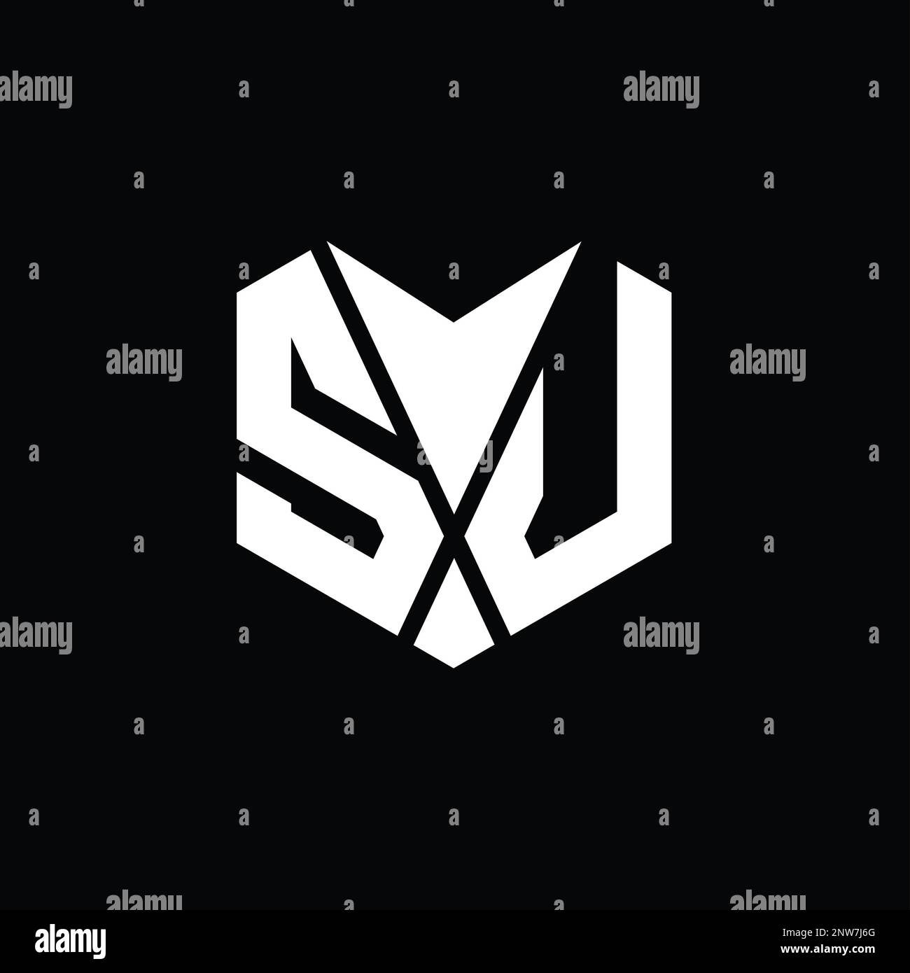 SU Logo monogram abstract hexagon shape vector images design template Stock Photo - Alamy