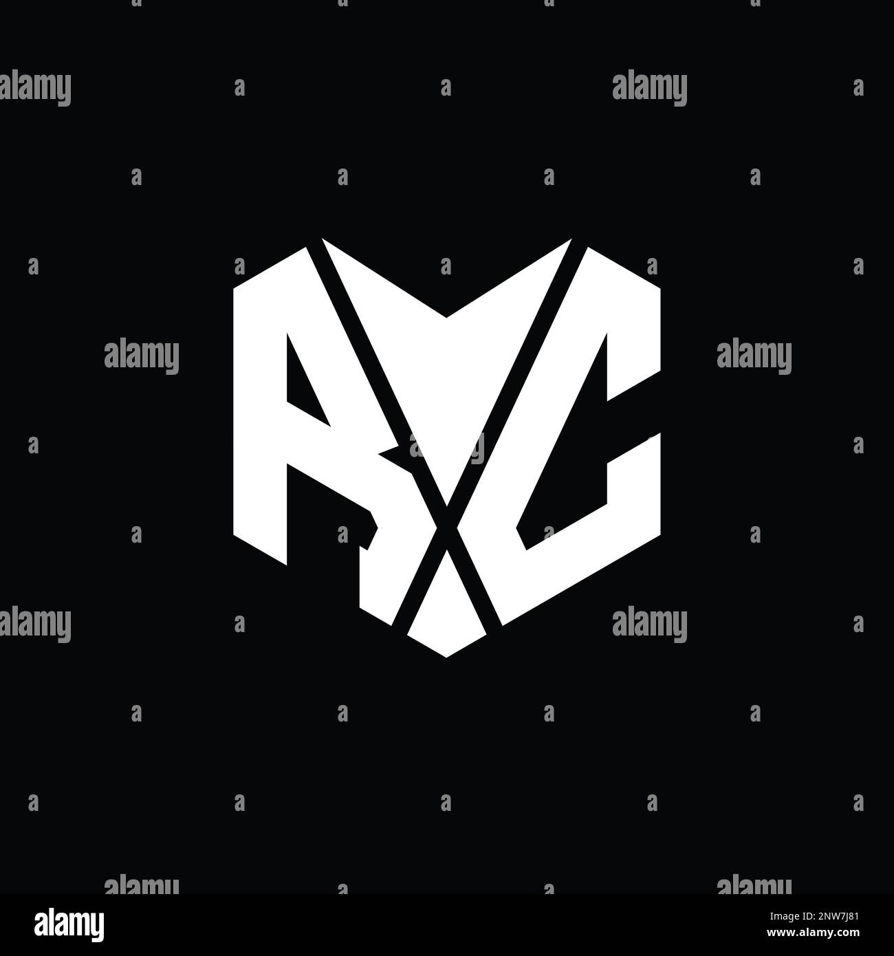 RC Logo monogram abstract hexagon shape vector images design template ...