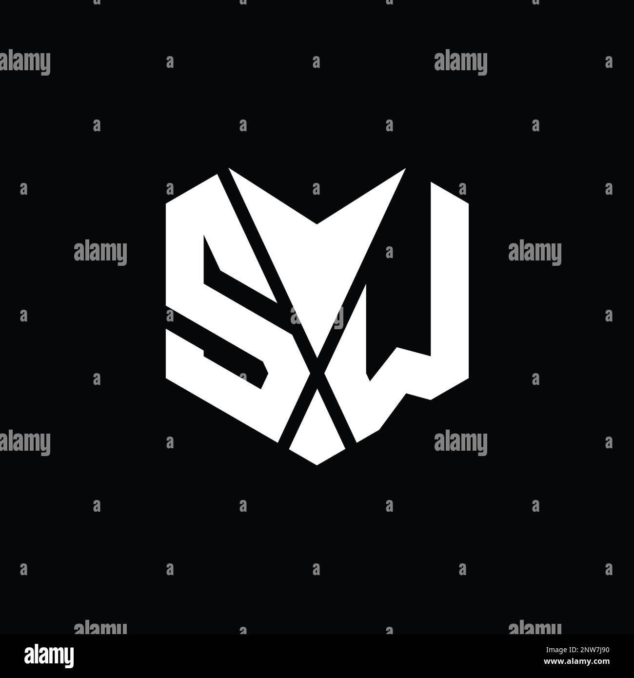 SW Logo monogram abstract hexagon shape vector images design template ...