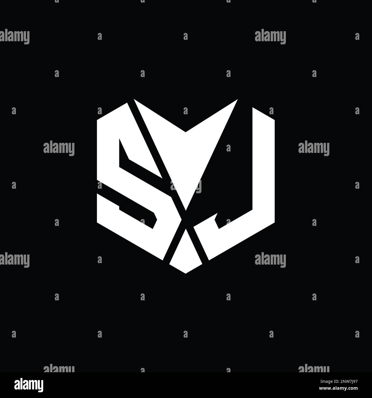 SJ Logo monogram abstract hexagon shape vector images design template ...