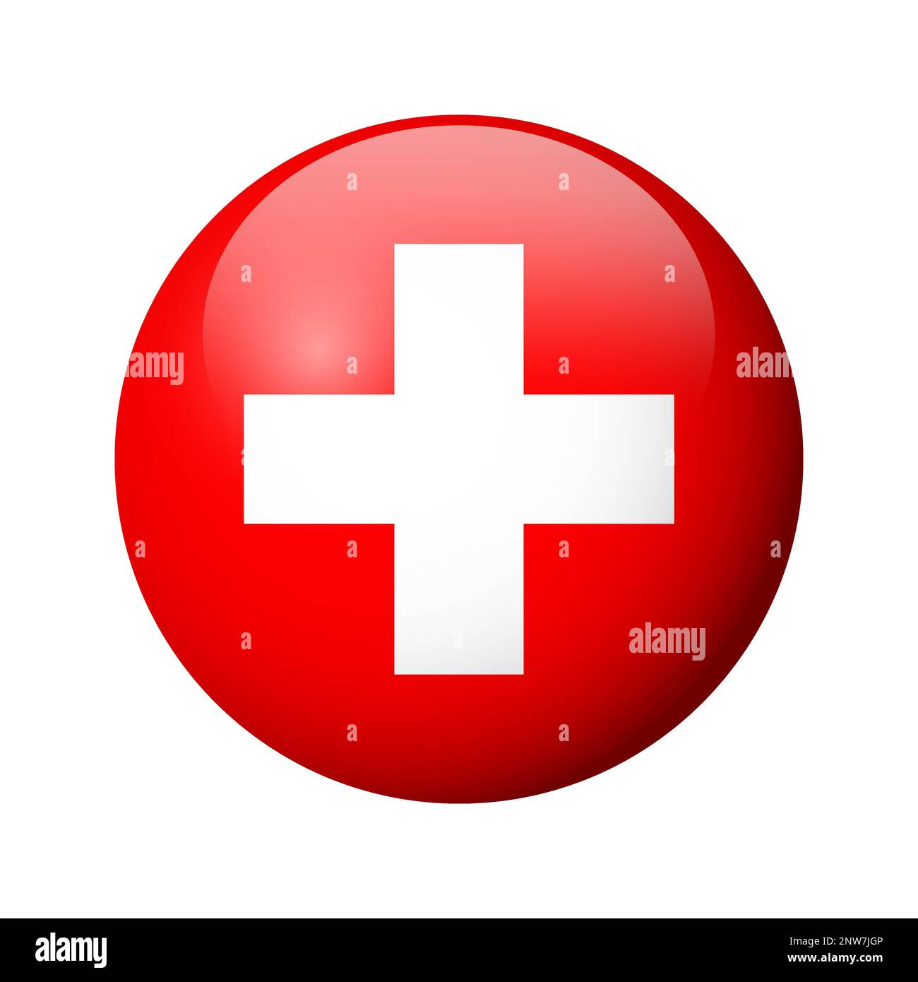 Switzerland flag - glossy circle badge. Vector icon Stock Vector Image ...