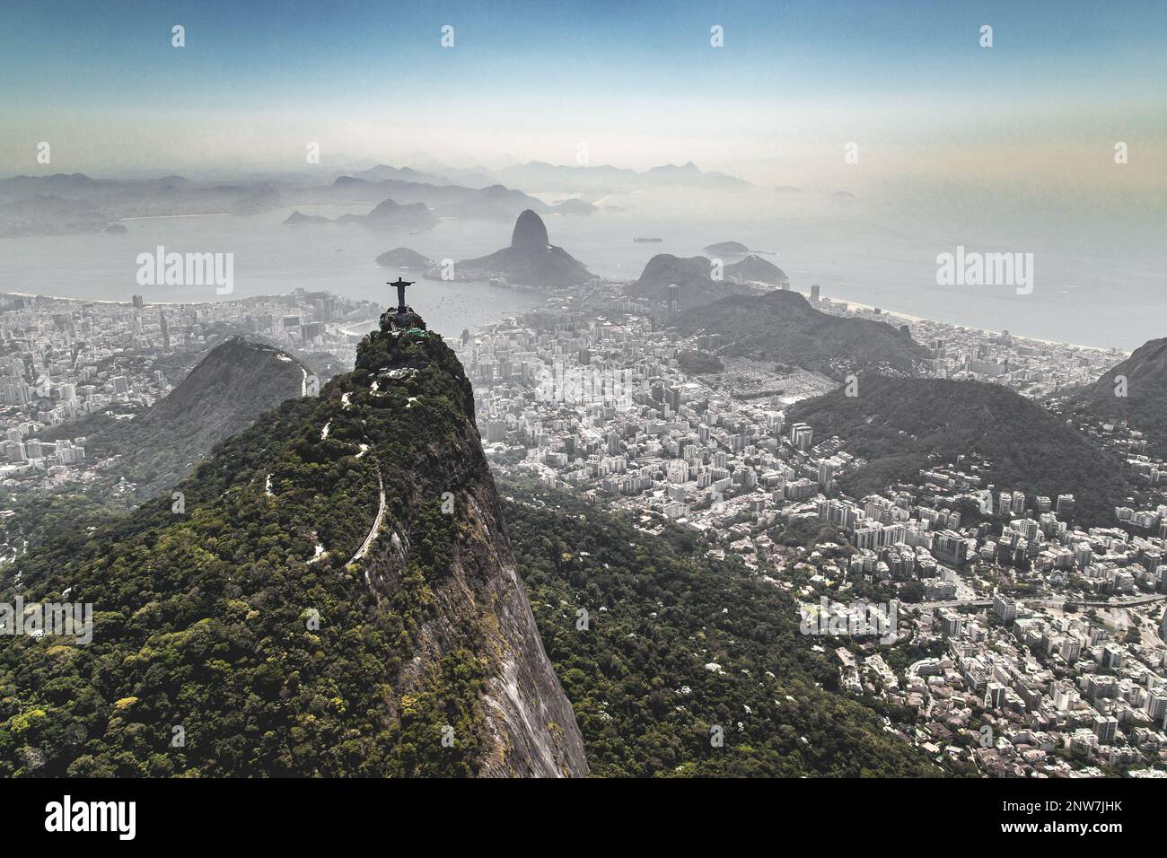 View of Rio de Janeiro and the Christ the Redeemer statue from an ...