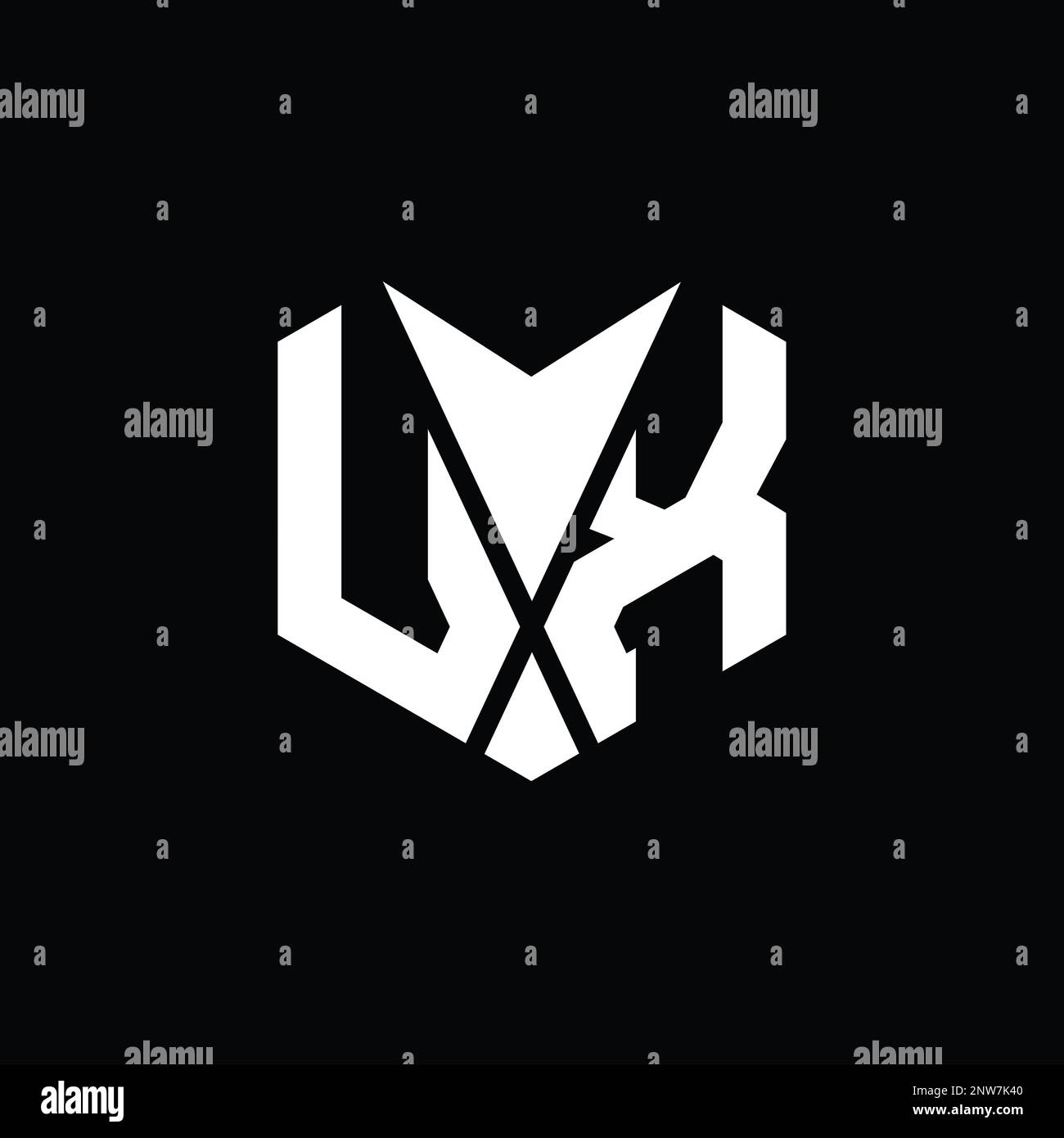 UX Logo monogram abstract hexagon shape vector images design template Stock Photo - Alamy