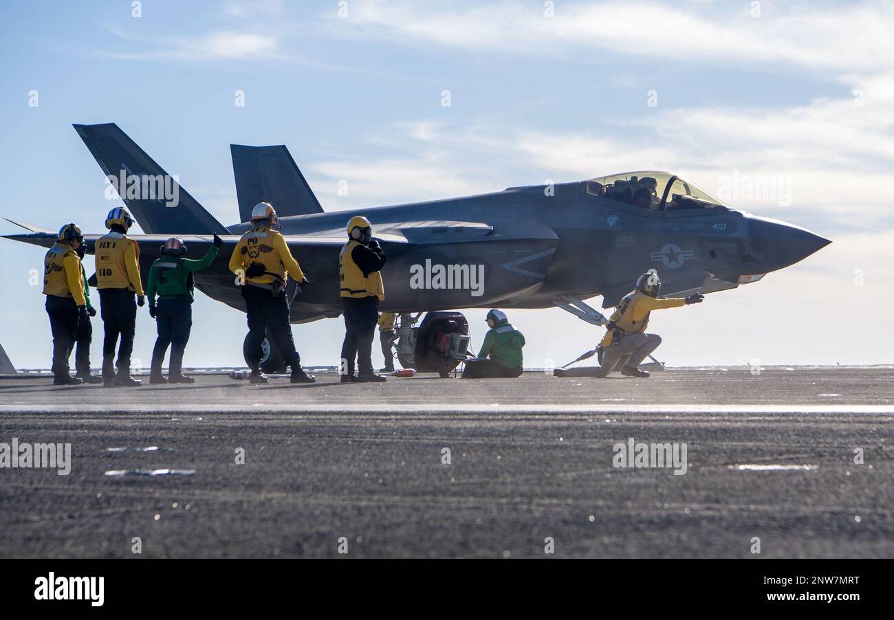 230203-N-EE352-1134 PACIFIC OCEAN (Feb. 3, 2023) An F-35C Lightning II, assigned to the ...