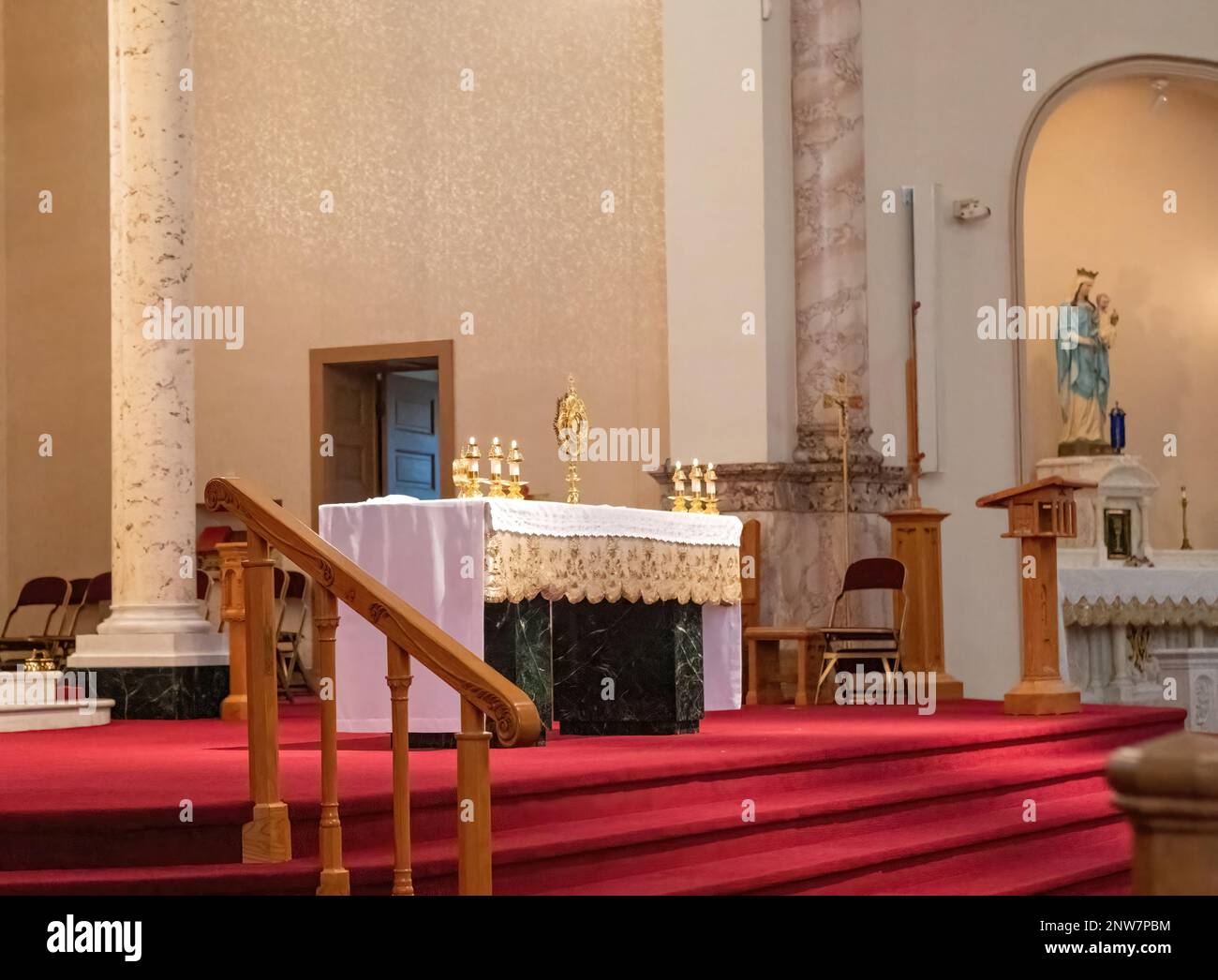 Adoration of the Blessed Sacrament on the altar of the sanctuary at the Basilica of St ...