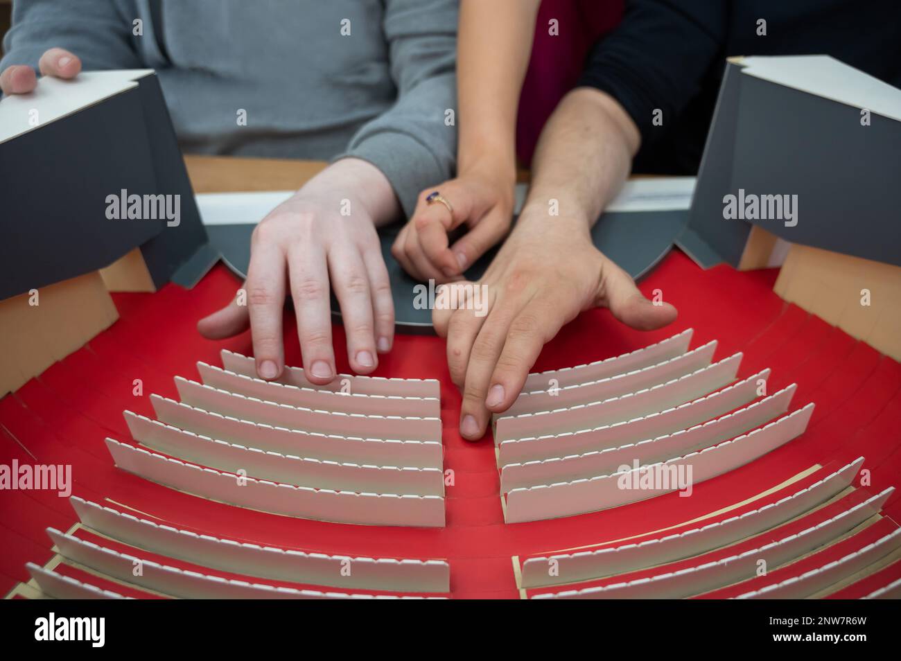 A visually impaired man uses a scanning and reading machine Stock Photo ...