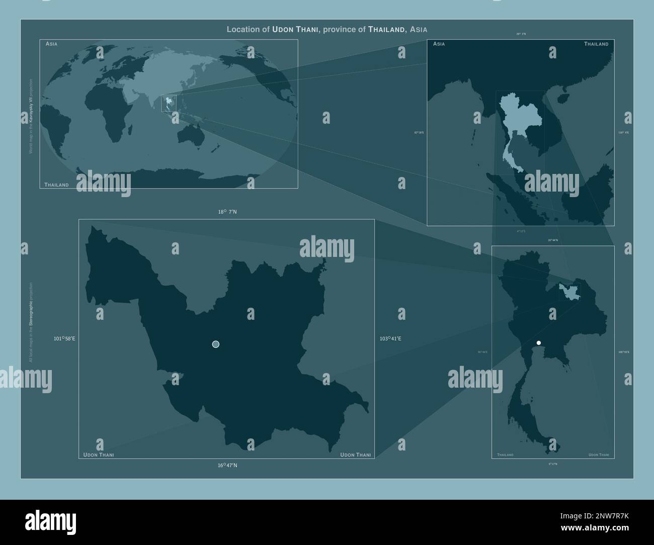 Udon Thani, province of Thailand. Diagram showing the location of the ...