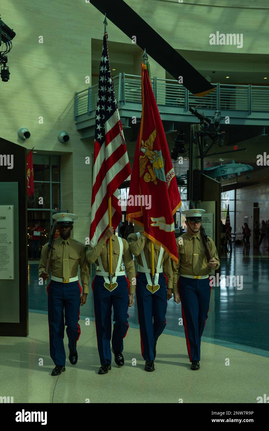 The Marine Corps Information Operations Center color guard marches in ...
