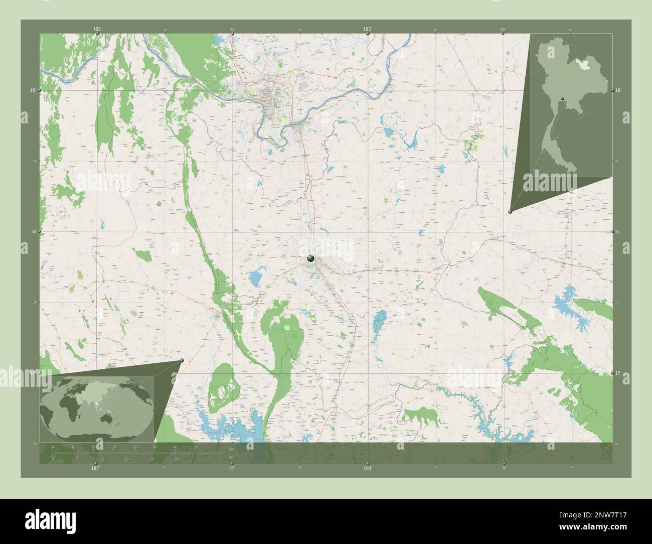 Udon Thani, province of Thailand. Open Street Map. Corner auxiliary ...