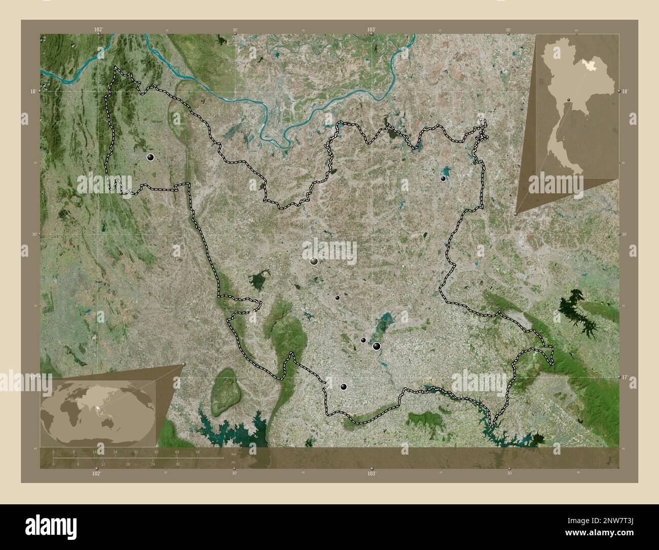 Udon Thani Thailand Map Udon Thani, Thailand. High Res Satellite.