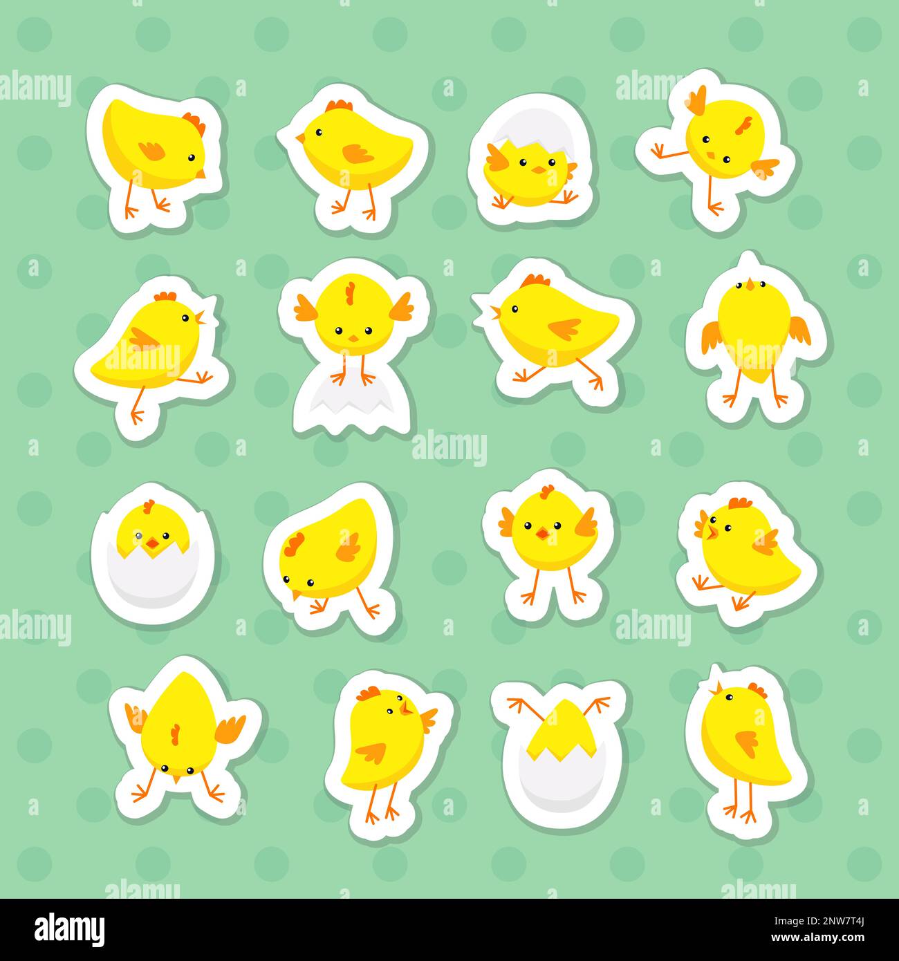 Cute Easter chickens sticker pack. Printable vector illustration Stock ...