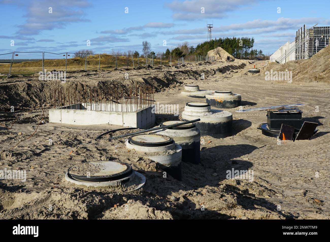 Construction of underground communications in a new industrial facility ...
