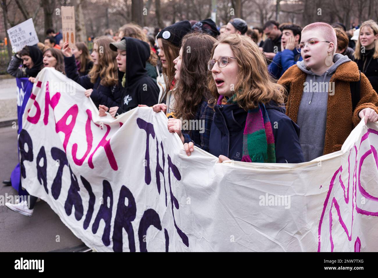 Berlin, Germany 3/8/2020 A large group of women attend 8M Fighting Day ...