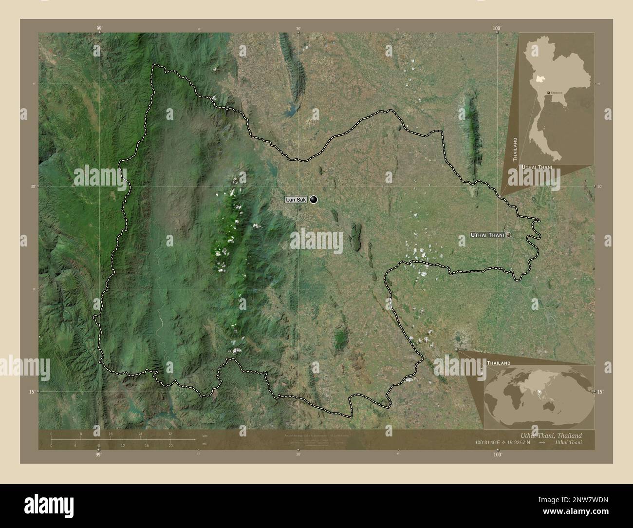 Uthai Thani, province of Thailand. High resolution satellite map ...