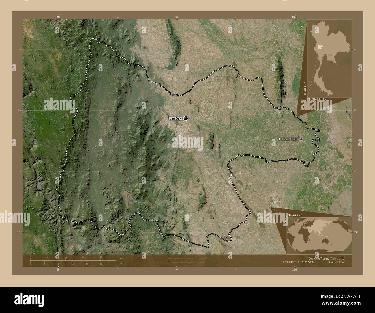 Uthai Thani, province of Thailand. Low resolution satellite map ...