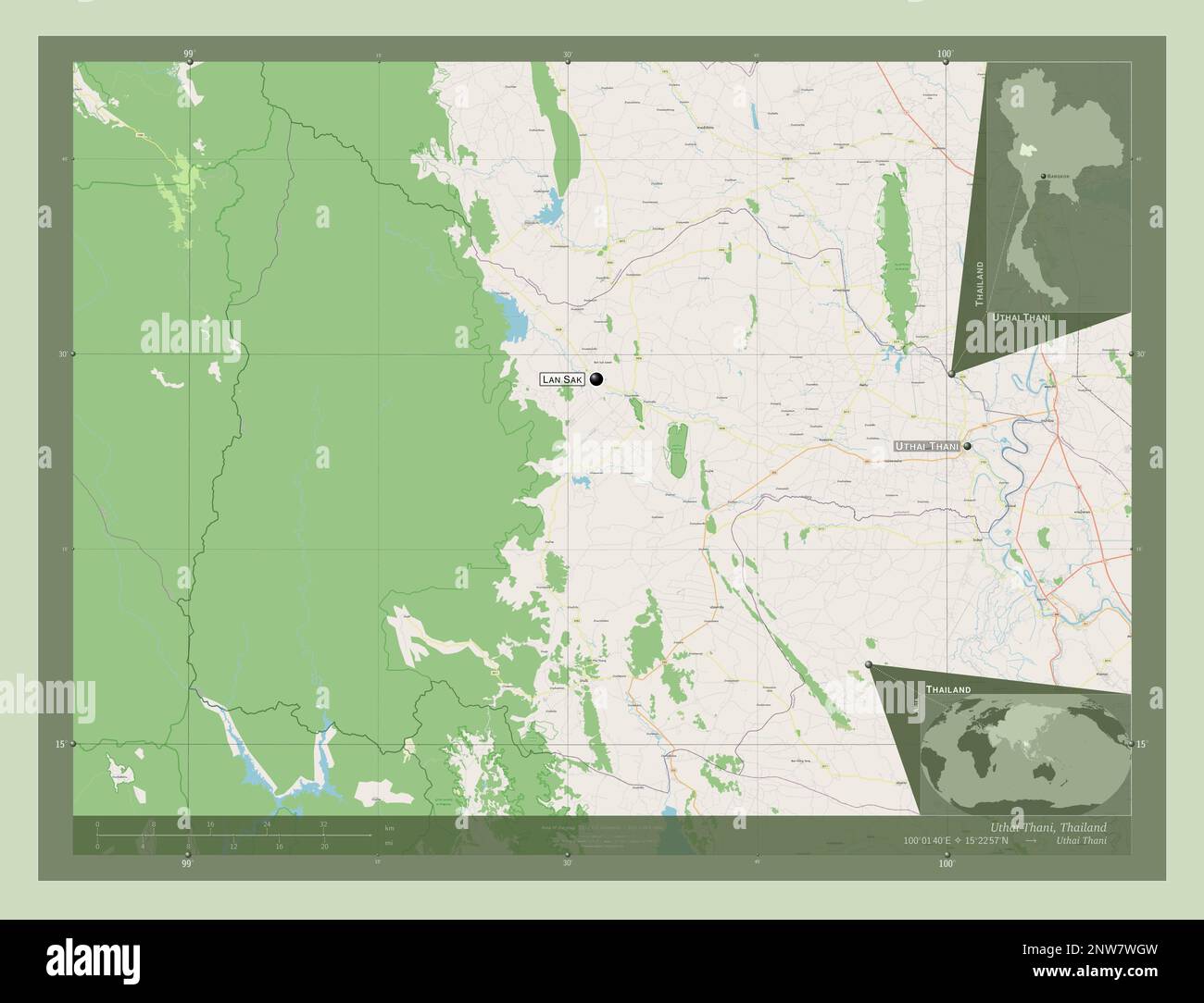Uthai Thani, province of Thailand. Open Street Map. Locations and names ...