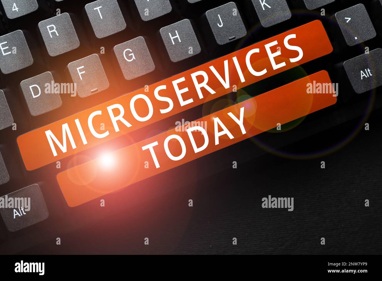 Text sign showing Microservices, Word Written on Software development technique Building single ...