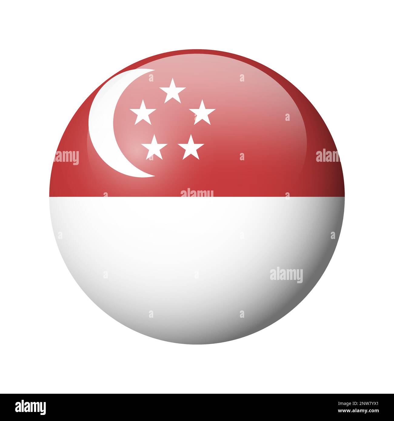 Singapore flag - glossy circle badge. Vector icon Stock Vector Image ...