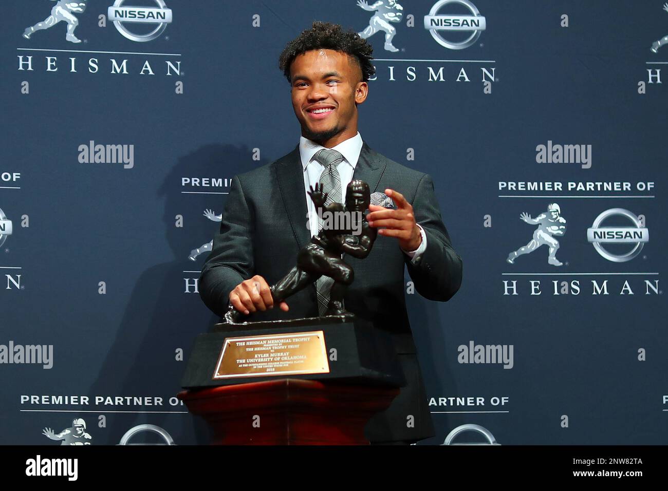 NEW YORK, NY - DECEMBER 08: Oklahoma quarterback Kyler Murray poses for ...