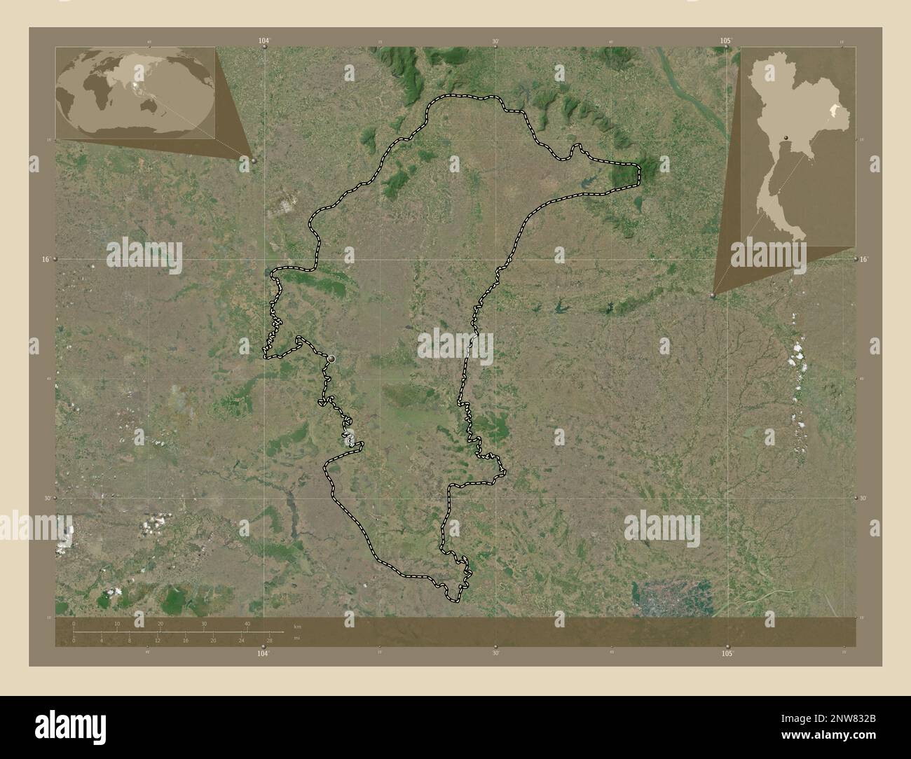 Yasothon, province of Thailand. High resolution satellite map ...