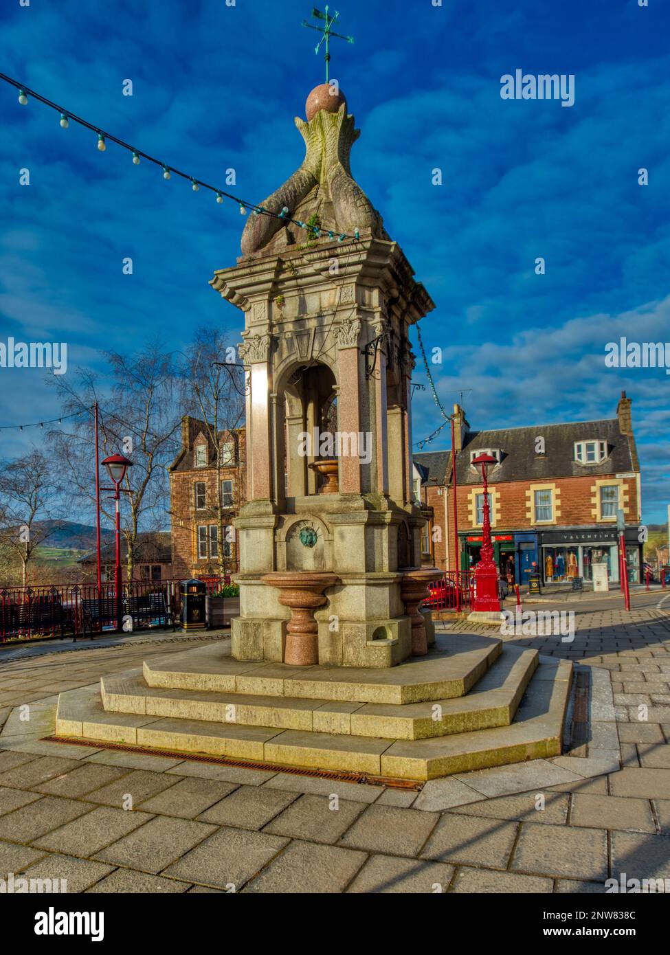 Crieff, Perthshire, Scotland, James Square, Murray Fountain Stock Photo ...