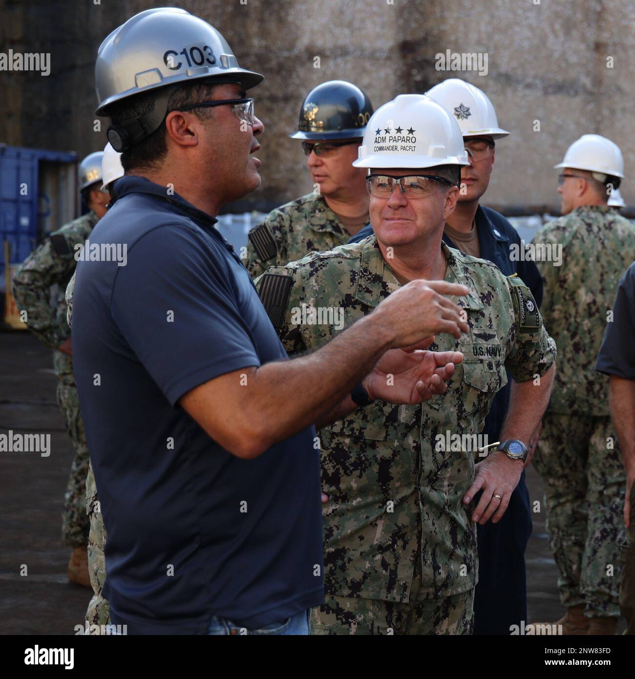 Chris Mason (left), project manager for the maintenance availability of ...