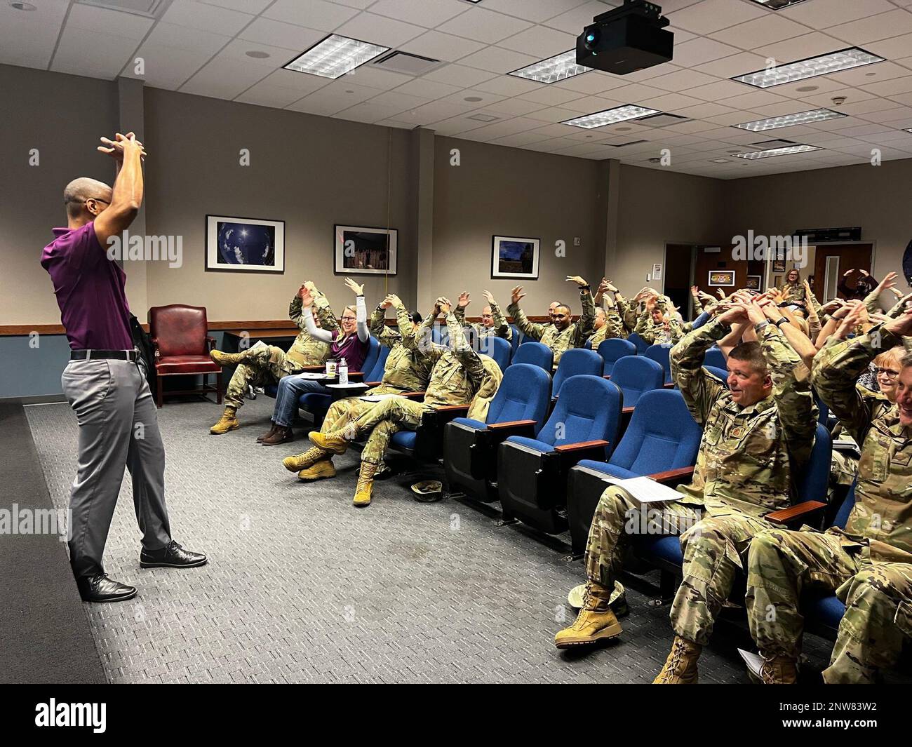 Dr. Sonny Kelly, 512th Memorial Affairs Squadron key spouse, interacts ...