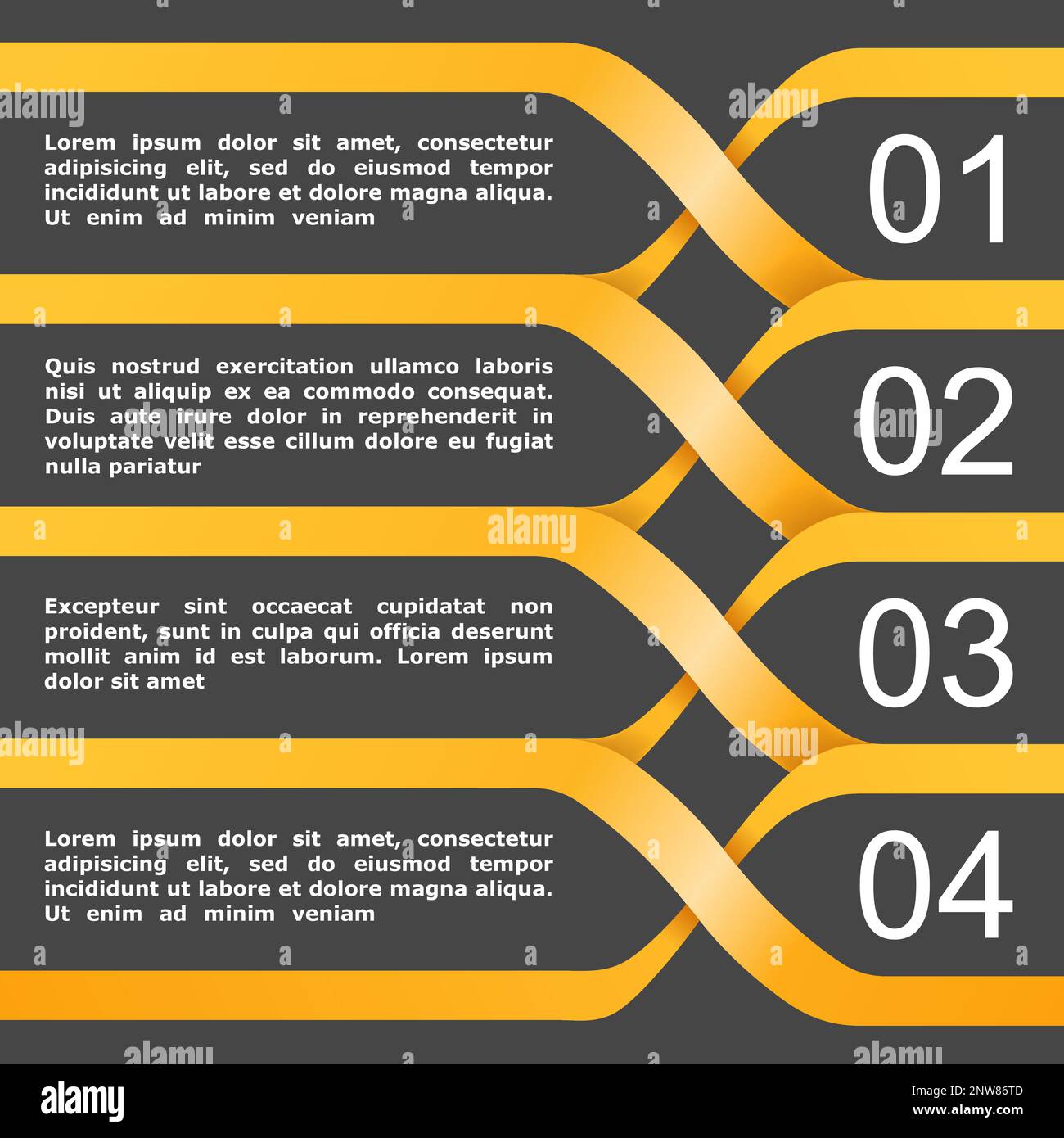 Design template with four orange banners, vector eps10 illustration ...