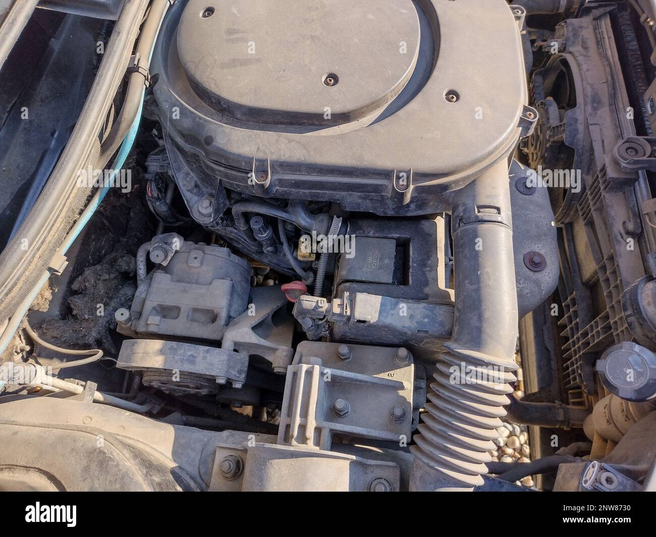 the engine and other components of a car Stock Photo - Alamy
