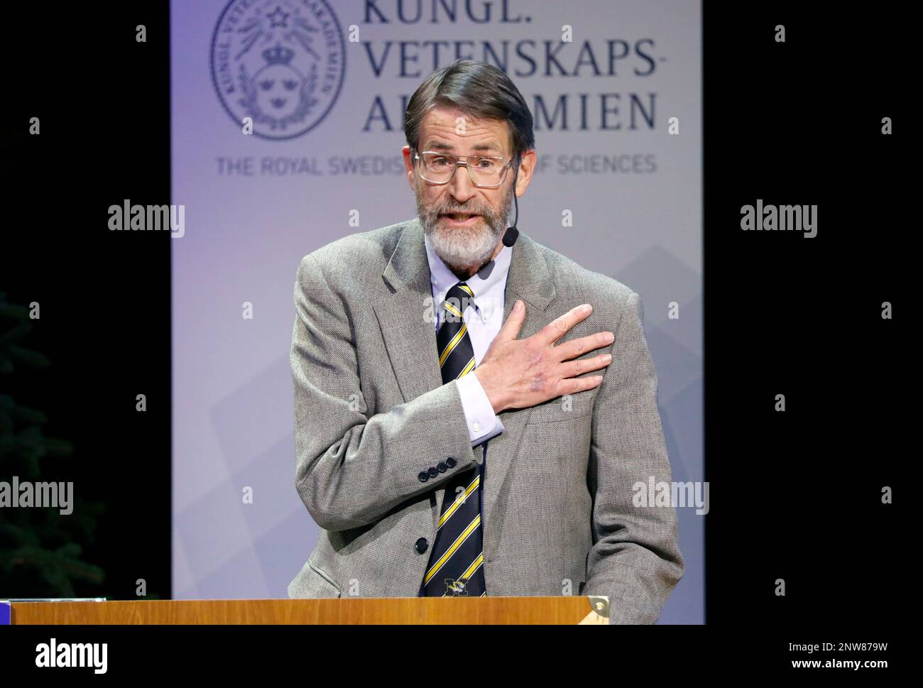 Nobel Prize in Chemistry laureate, George P. Smith of the U.S, speaks ...