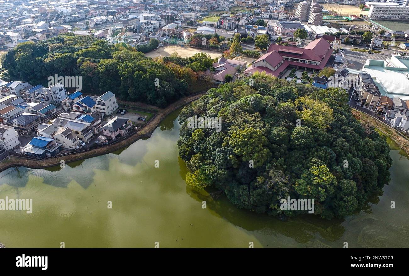 A picture shows Takawashi Maruyama Kofun Tumulus, also called ...