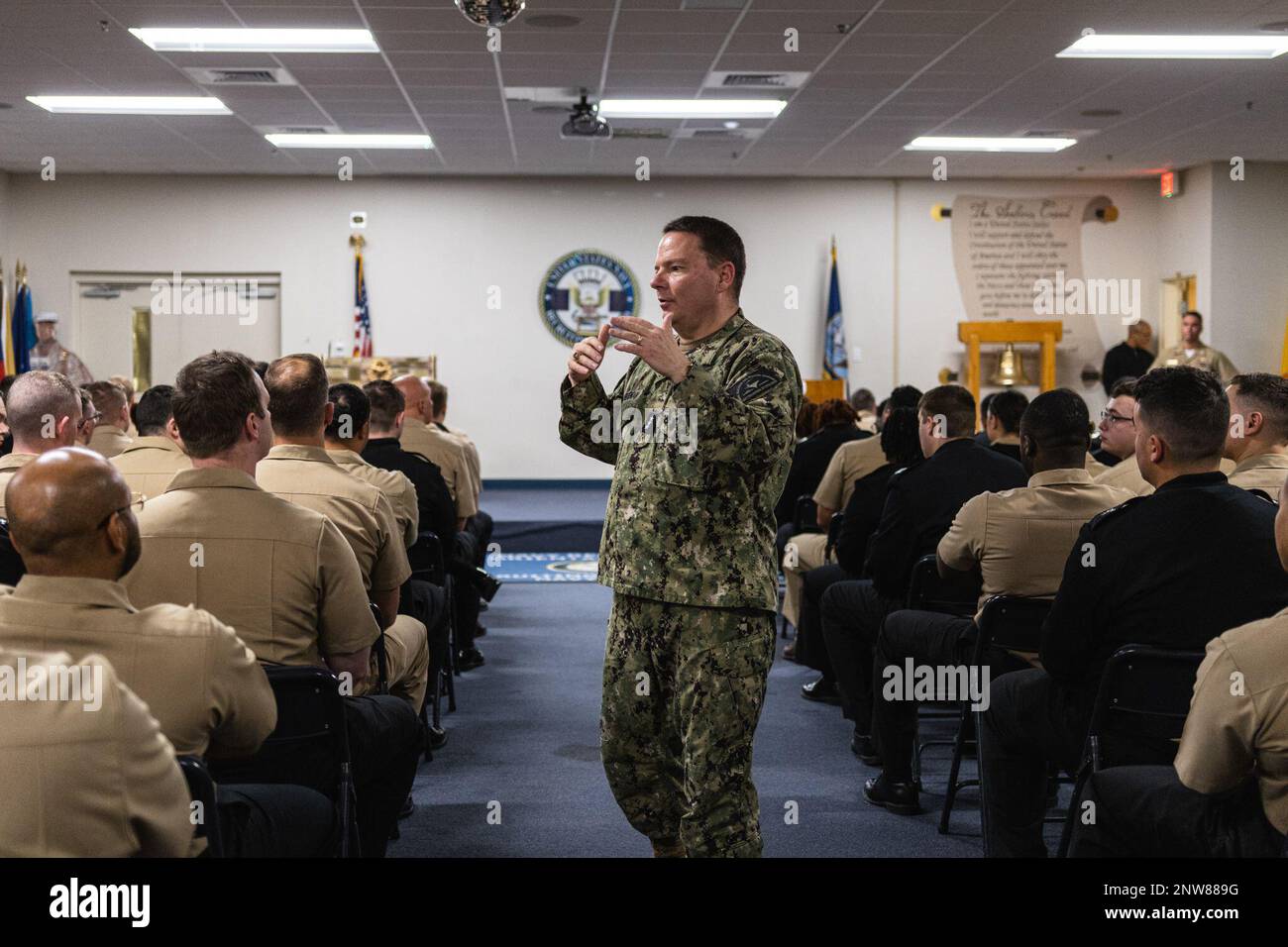 The Chief of Naval Personnel, Vice Adm. Rick Cheeseman, addresses ...