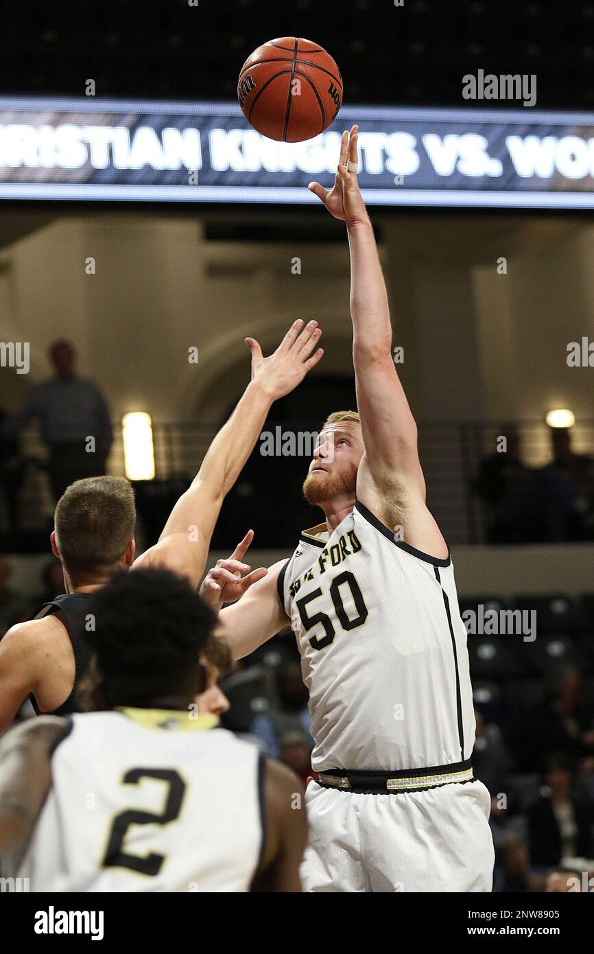CHARLOTTE, NC - DECEMBER 06: Matthew Pegram (50) center of Wofford puts ...