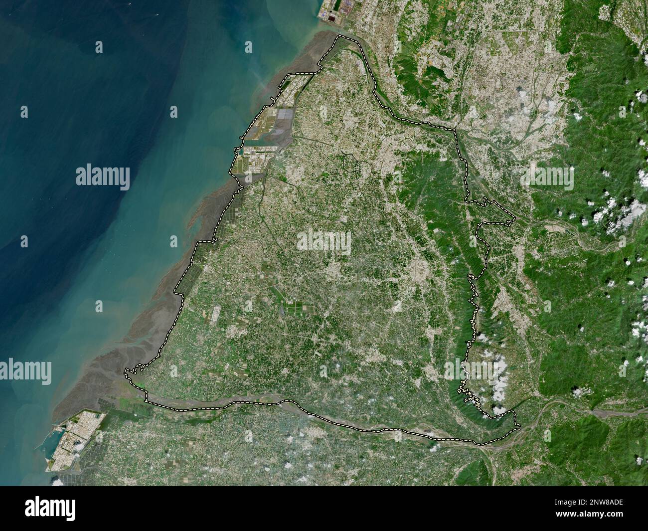 Changhua, county of Taiwan. Low resolution satellite map Stock Photo ...