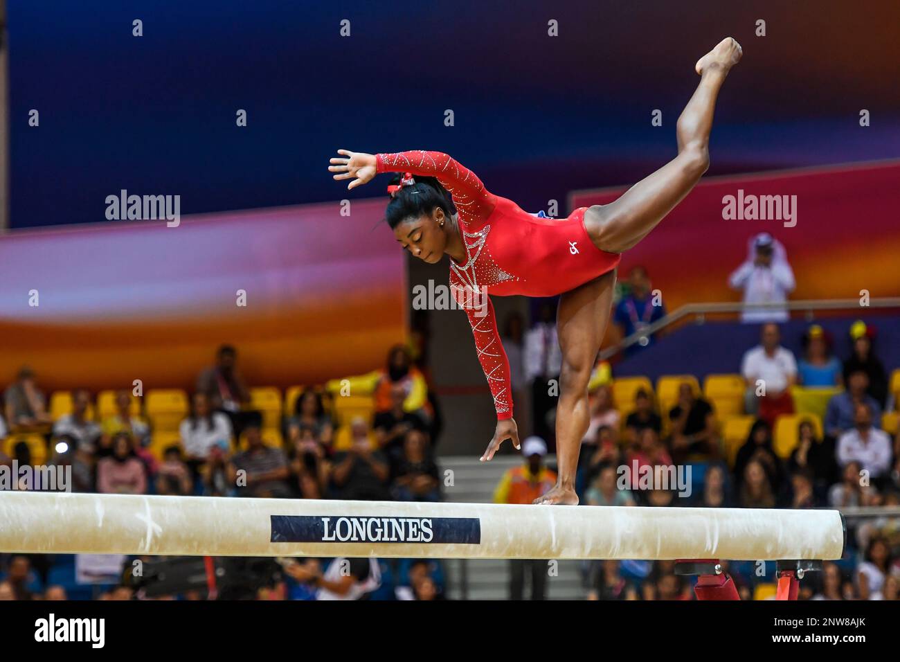 November 3, 2018 - Doha, Qatar - SIMONE BILES wobbles after landing a ...