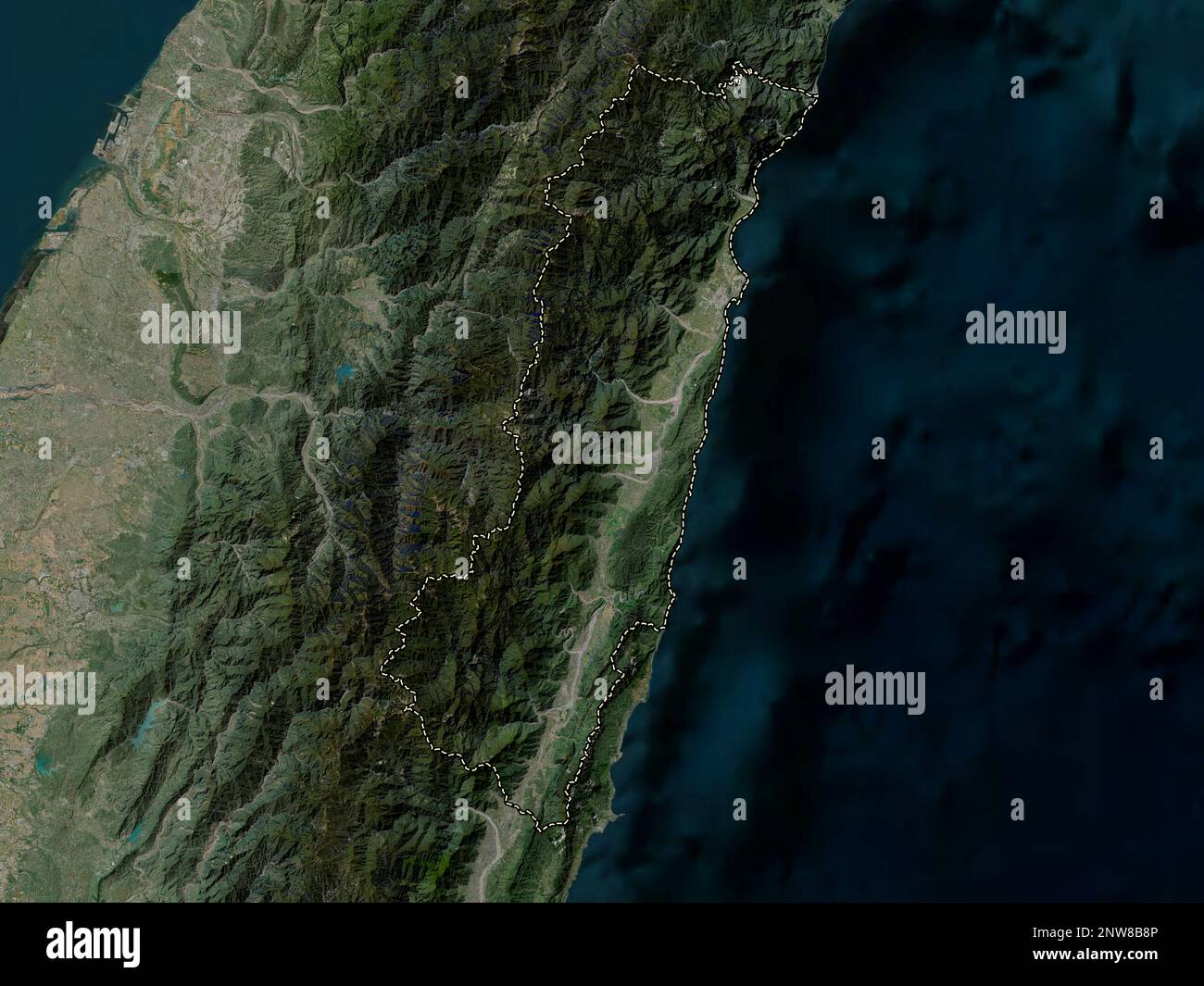 Hualien, county of Taiwan. High resolution satellite map Stock Photo ...