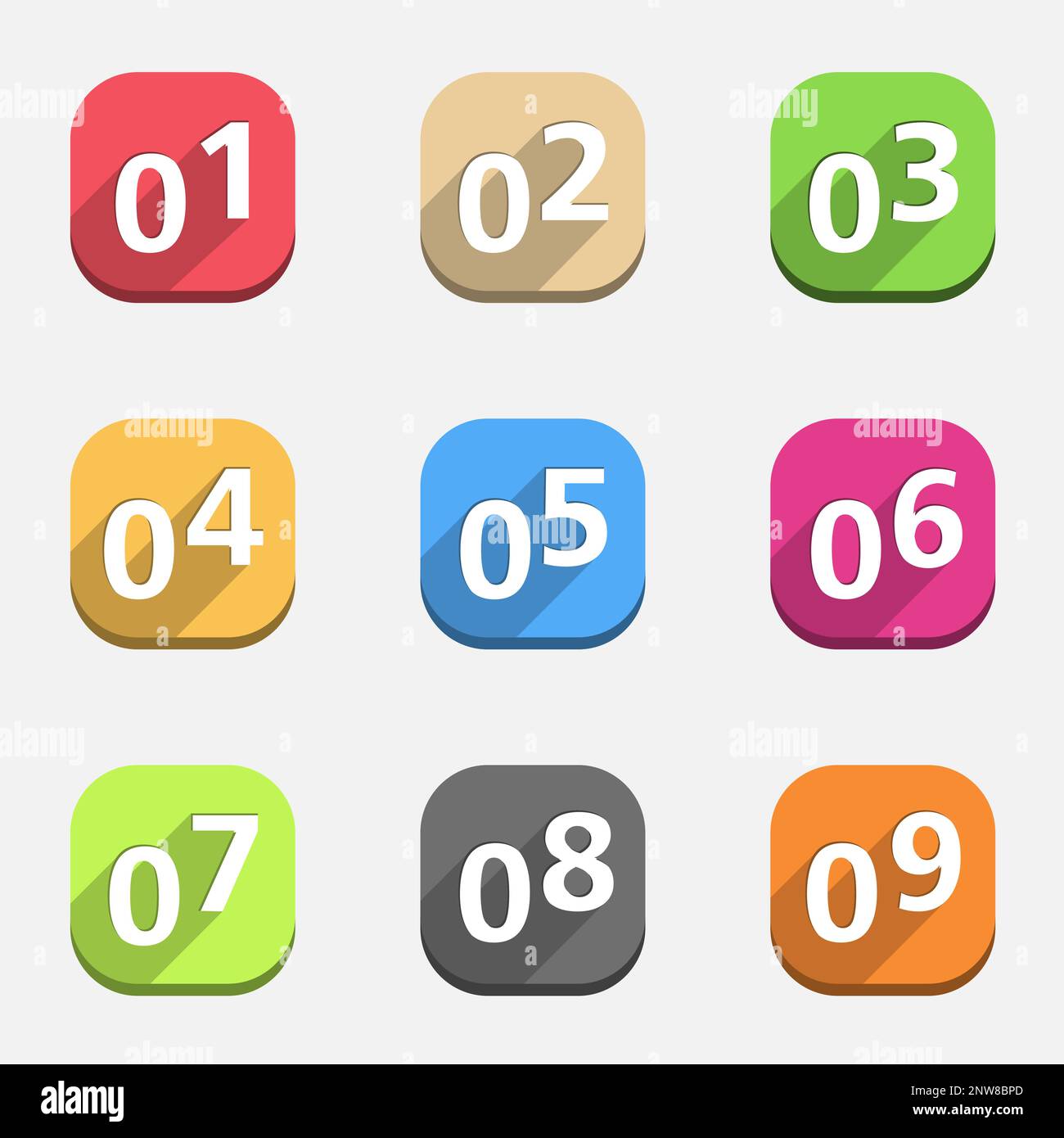 Set of numbers, flat design, vector eps10 illustration Stock Vector ...