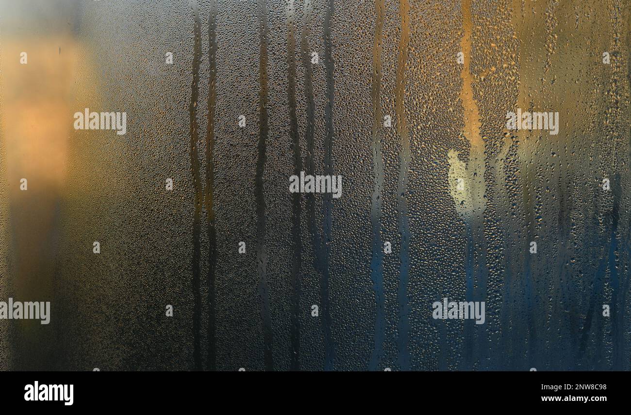 running water on the window pane. condensate to glass Stock Photo - Alamy