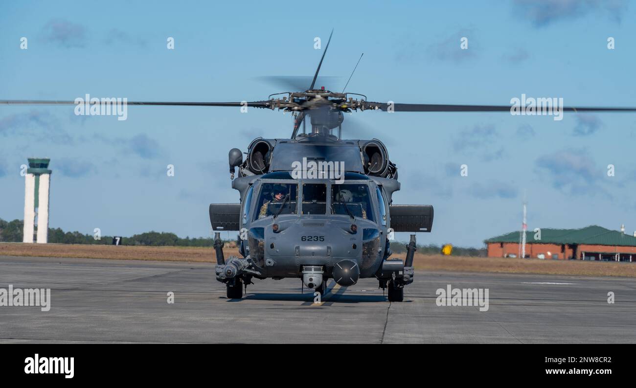 An HH-60G Pave Hawk helicopter prepares to taxi during exercise ...