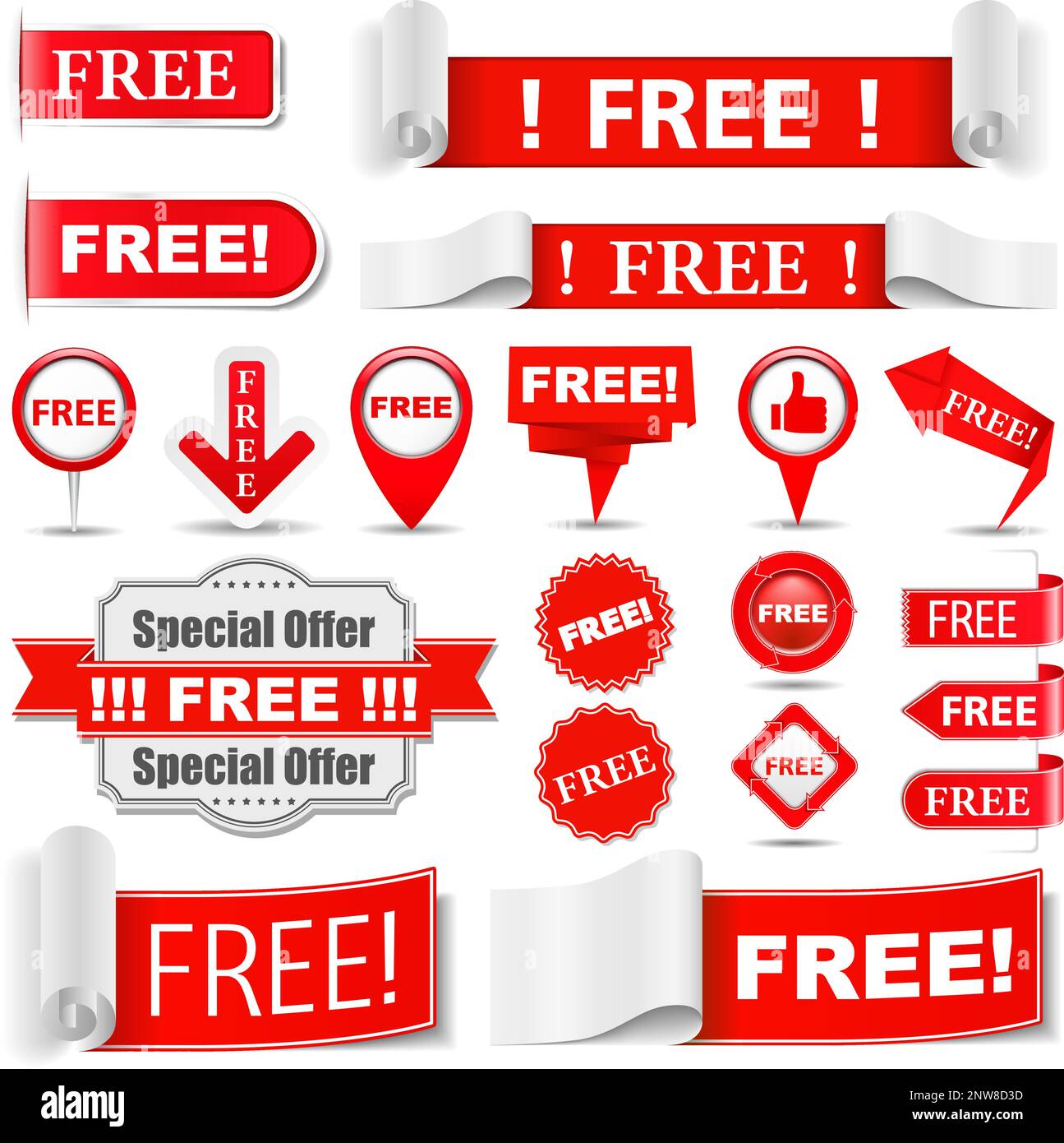 Set of different free labels, vector eps10 illustration Stock Vector ...