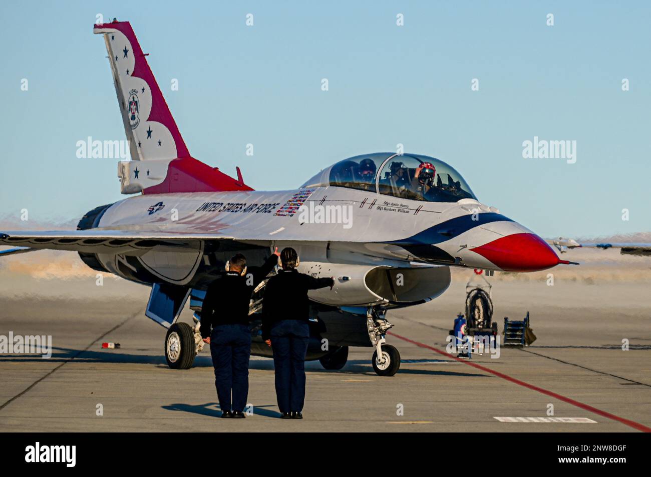 U.S. Air Force F-16 Fighting Falcons, assigned to the Thunderbirds, fly ...